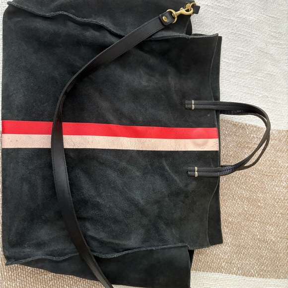 Clare V | Bags | Clare V Black Tote Bag With Red And Cream Stripe ...
